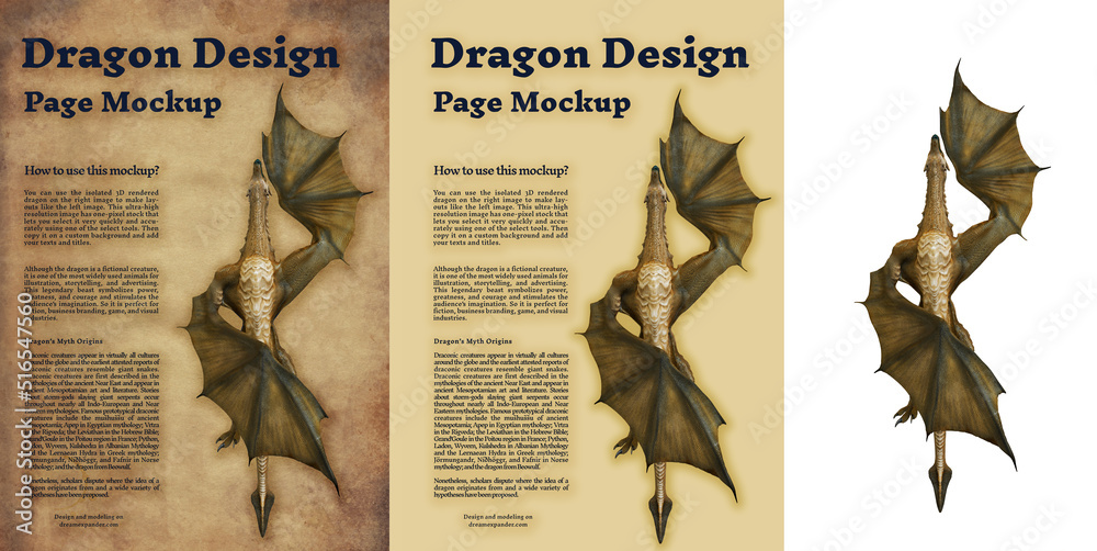 Ultra-high-resolution dragon (100 Mpx) 3D rendered with transparent ...