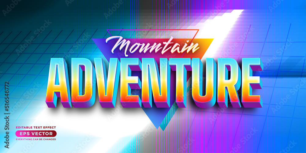 Mountain Adventure editable text effect style with retro vibrant theme ...