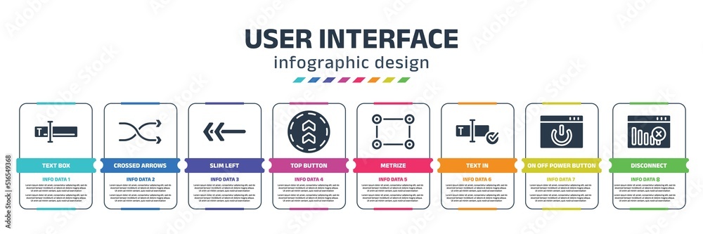 user interface infographic design template with text box, crossed ...