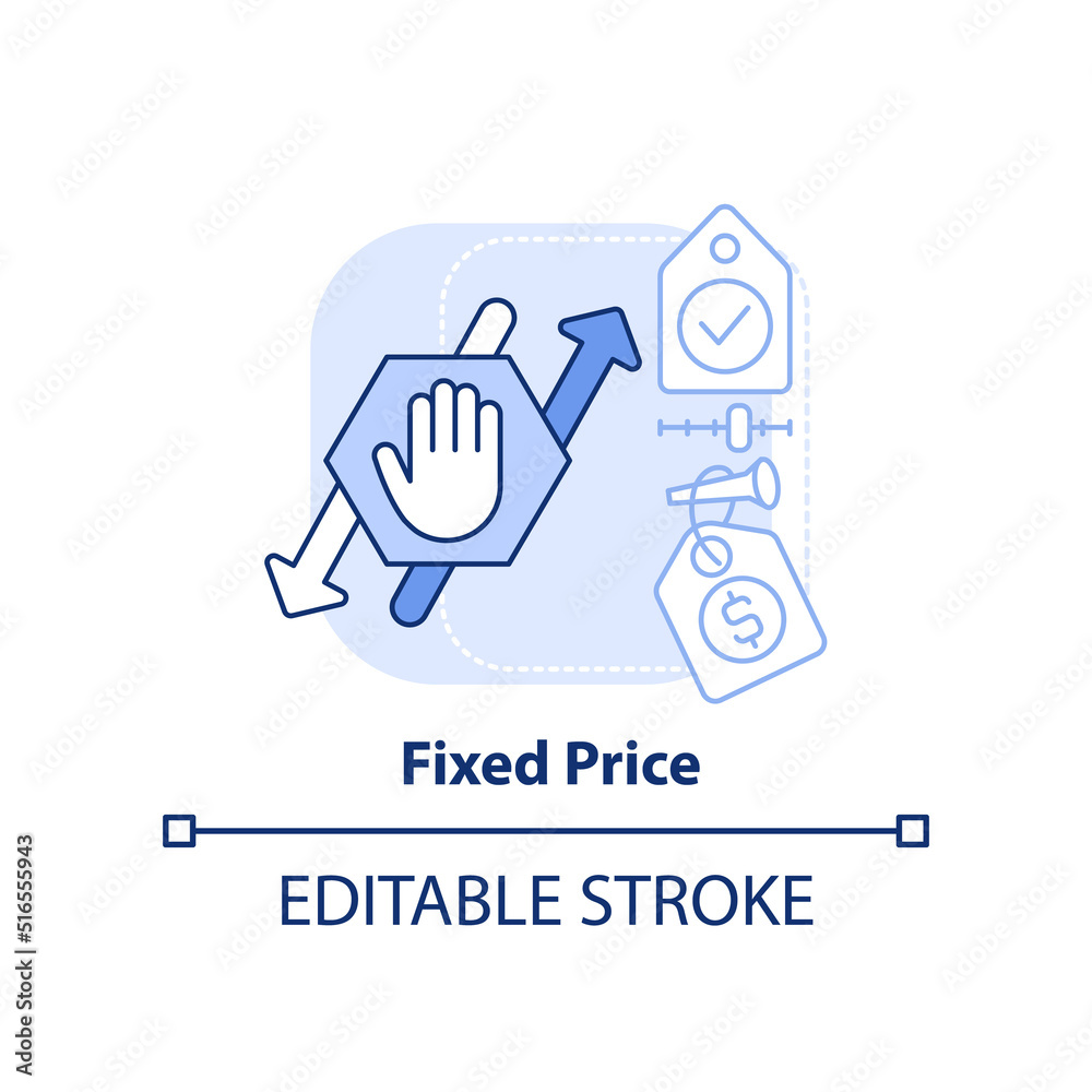 Fixed price light blue concept icon. Procurement contract abstract idea thin line illustration ...