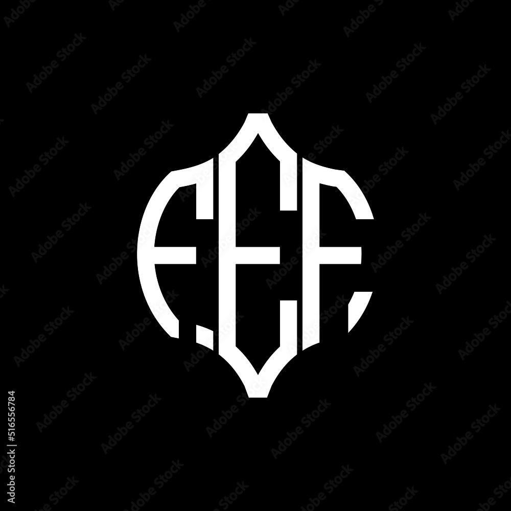 FEF letter logo. FEF best black background vector image. FEF Monogram ...