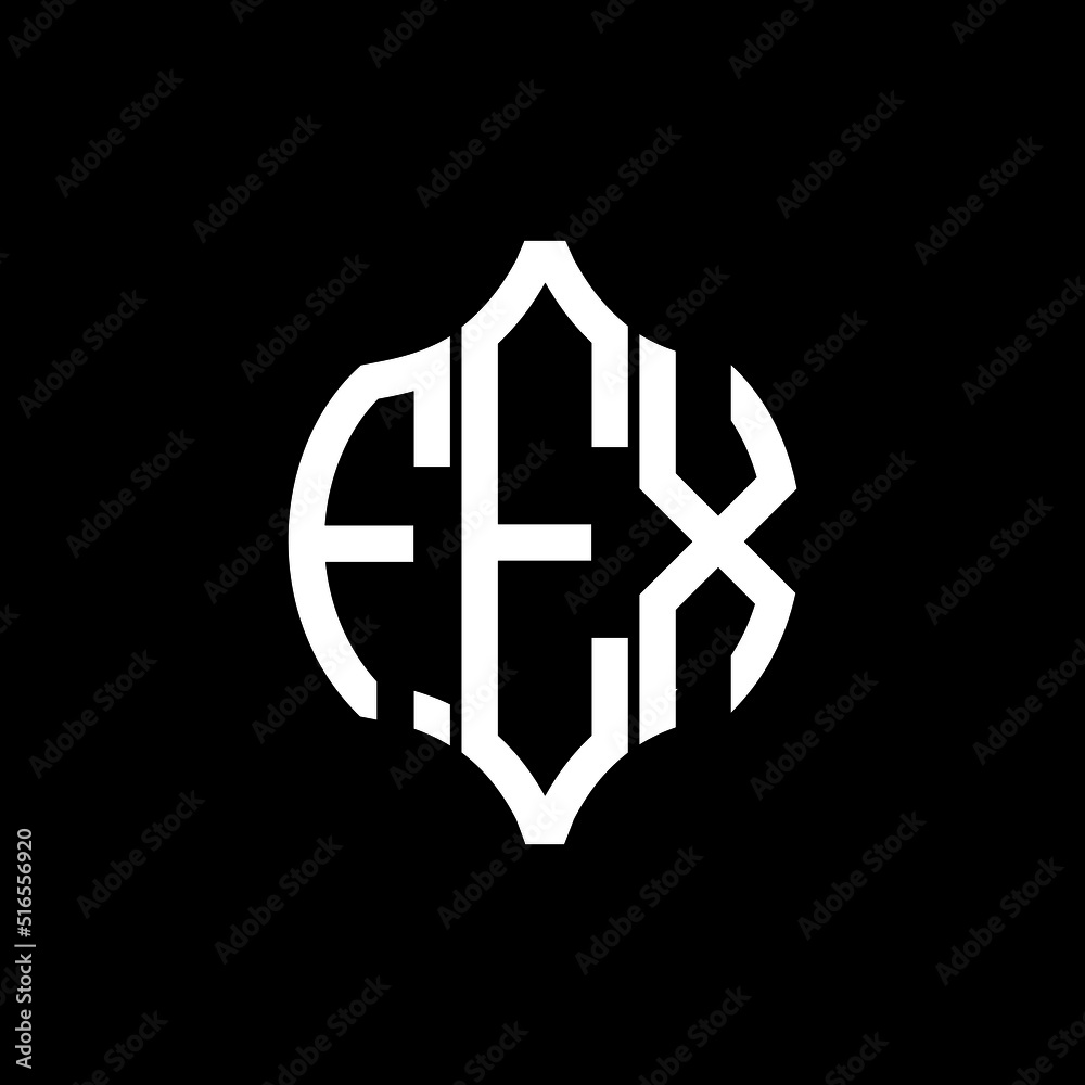 FEX letter logo. FEX best black background vector image. FEX Monogram ...