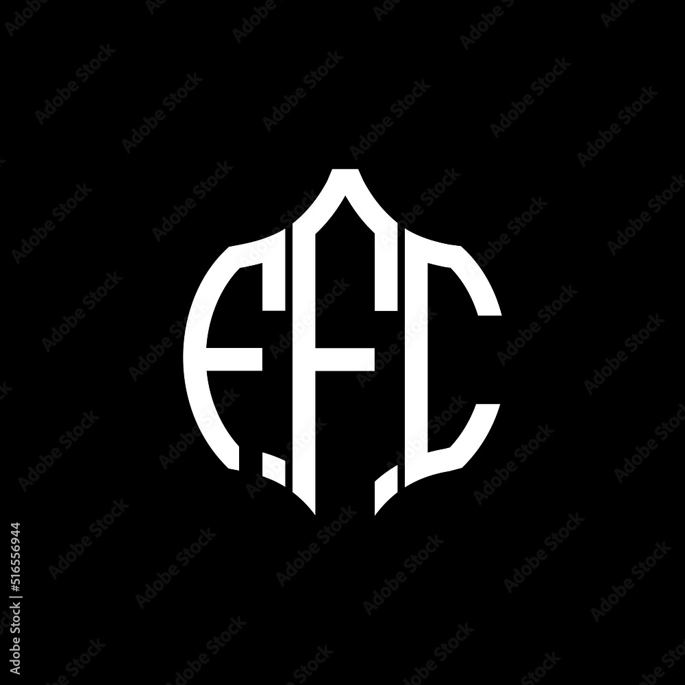 FFC letter logo. FFC best black background vector image. FFC Monogram ...