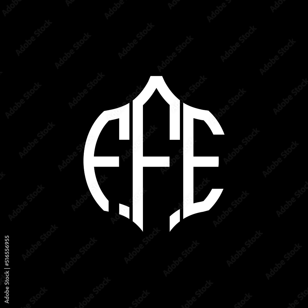 FFE letter logo. FFE best black background vector image. FFE Monogram ...