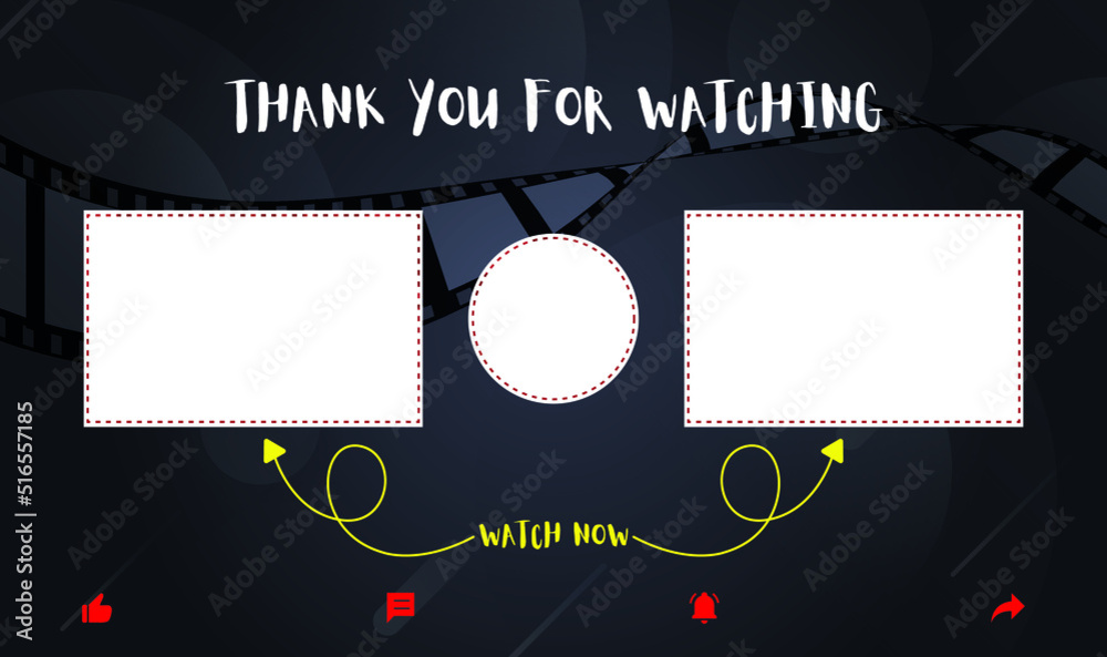 Thank you for watching YouTube end screen design template. Stock Vector ...