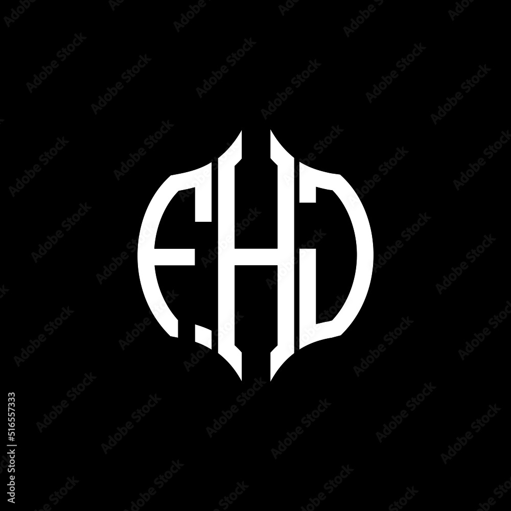FHJ letter logo. FHJ best black background vector image. FHJ Monogram ...