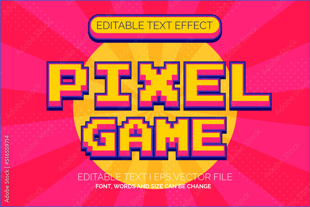 pastel pixel text effect, editable retro text style Stock Vector ...