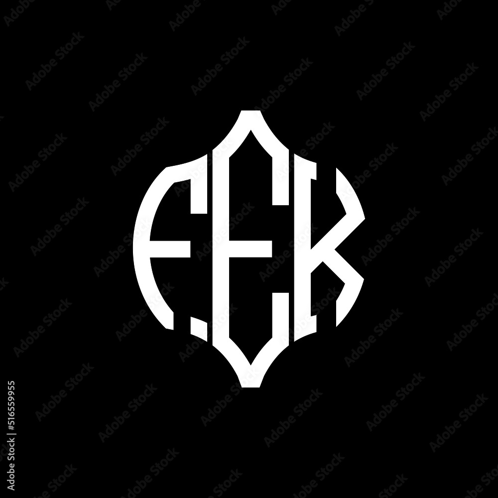 FEK letter logo. FEK best black background vector image. FEK Monogram ...