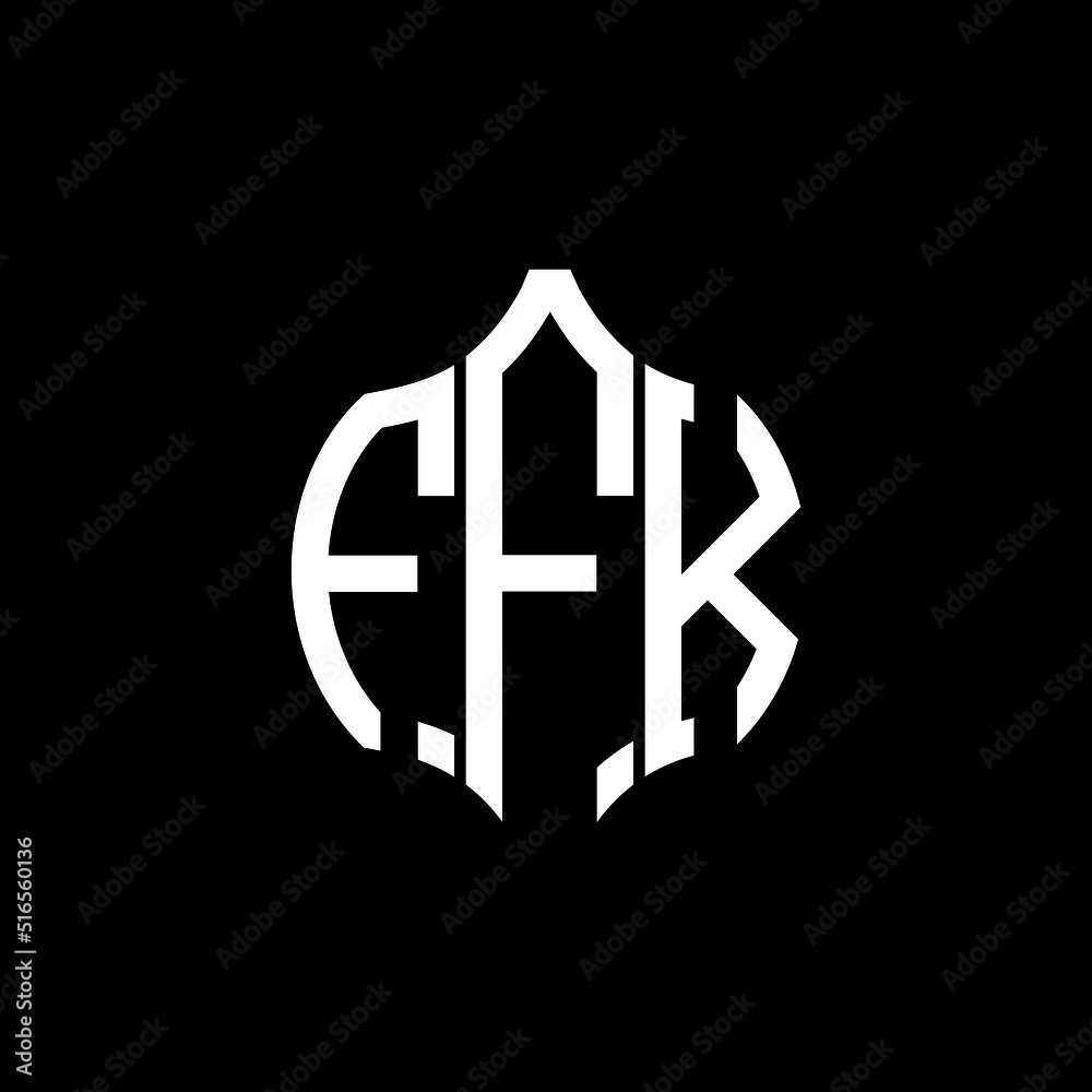 FFK letter logo. FFK best black background vector image. FFK Monogram ...