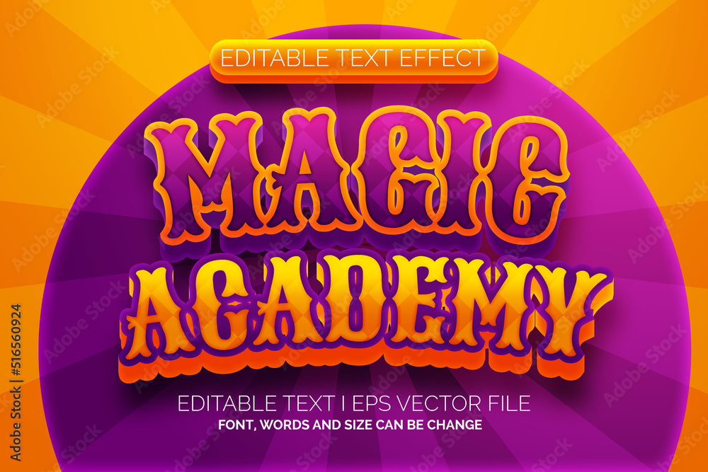 magic academy text effect, editable game logo text style Stock Vector ...