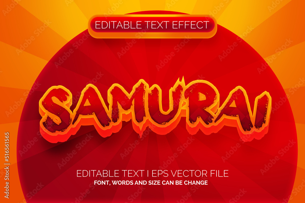 brave samurai Text Effect Stock Vector | Adobe Stock