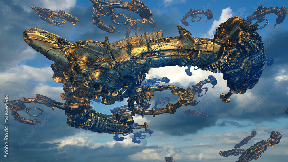 Science fiction battleships. Alien spaceship design. U.F.O.s with ...