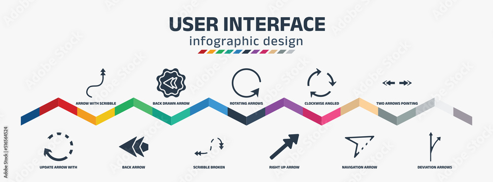 user interface infographic design template with arrow with scribble ...