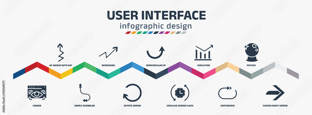 user interface infographic design template with up arrow with ray ...