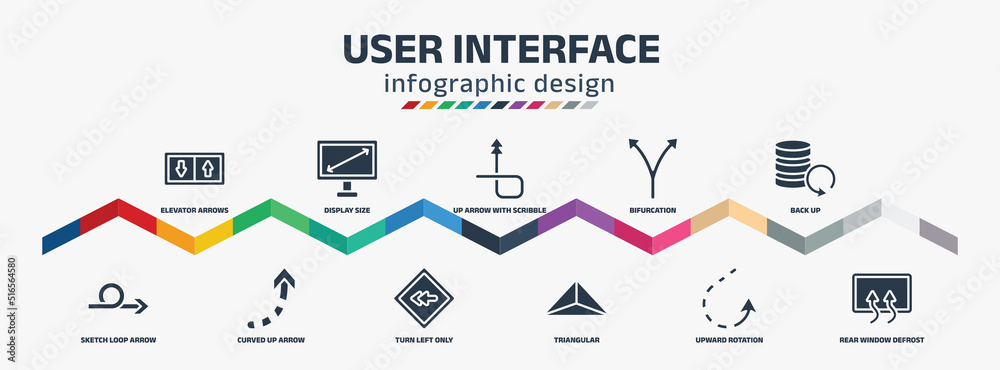 user interface infographic design template with elevator arrows, sketch ...