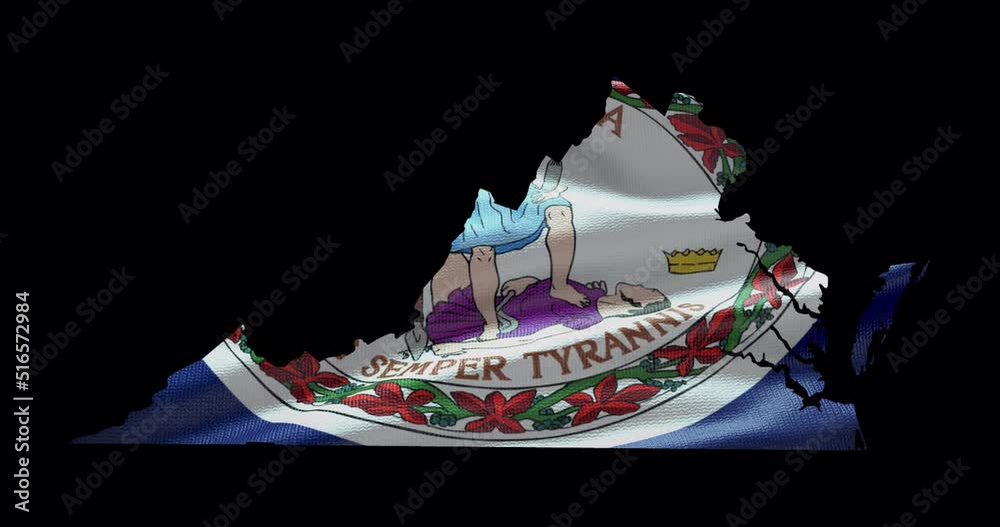 Virginia state map with waving flag. State outline 4K vídeo do Stock ...