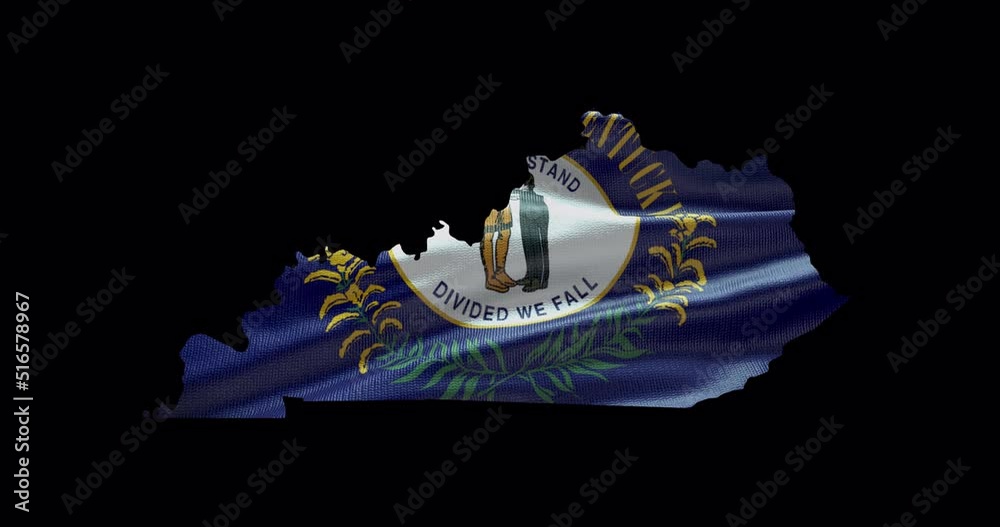 Kentucky state map with waving flag. State outline 4K Stock Video ...