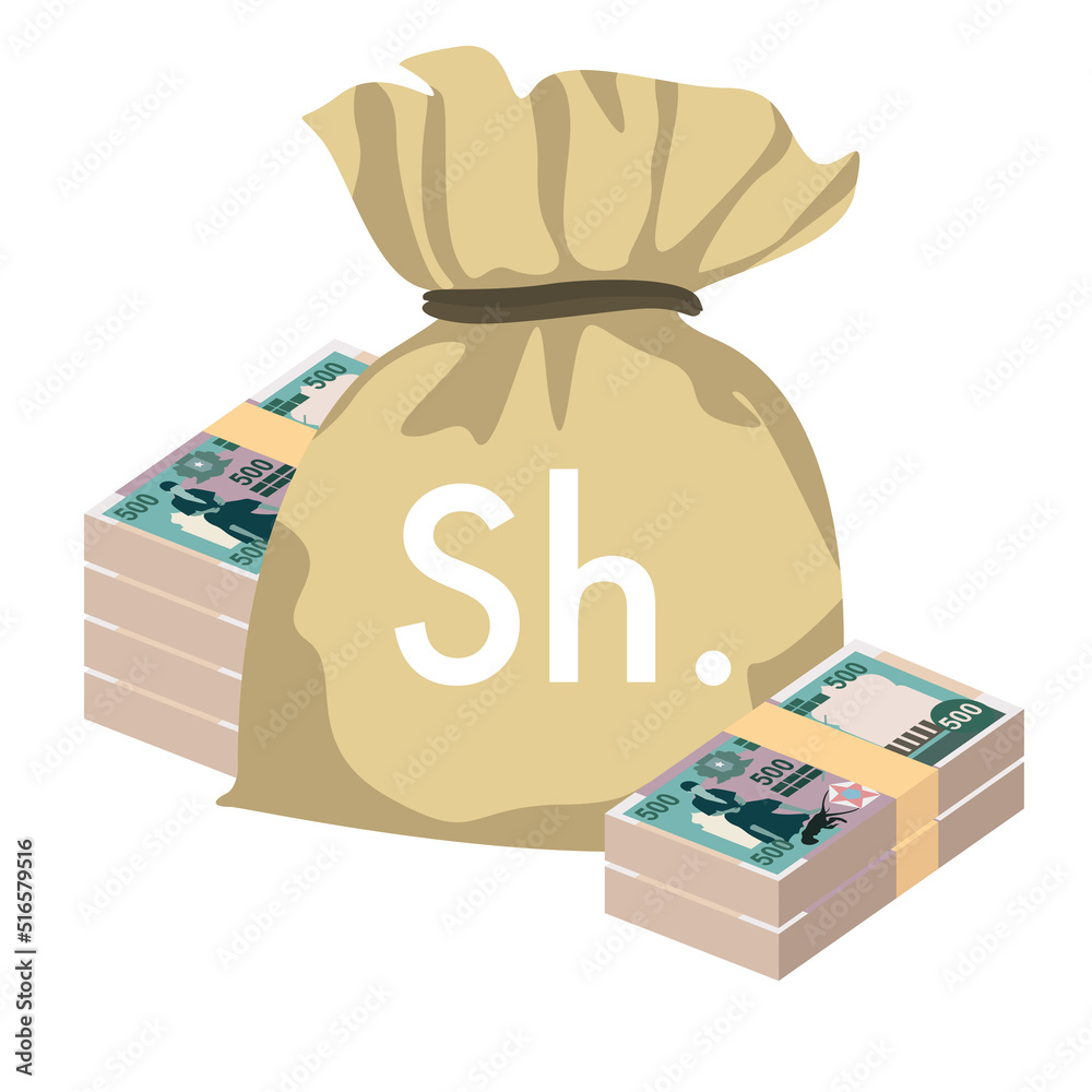 Somali Shilling Vector Illustration. Somalia money set bundle banknotes ...