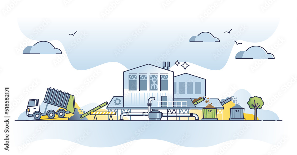 Waste management plant and garbage processing facility outline concept ...