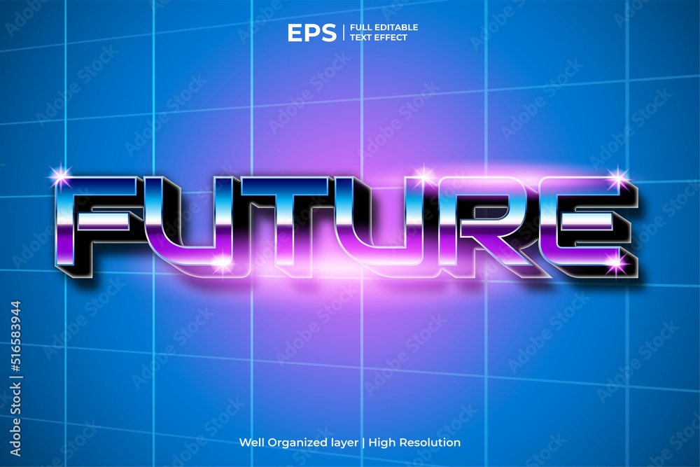 Future 3d editable retro text effect template in gradient style vector ...