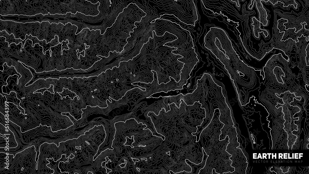Vector Abstract Earth Relief Map Generated Conceptual Elevation Map Stock Vector Adobe Stock