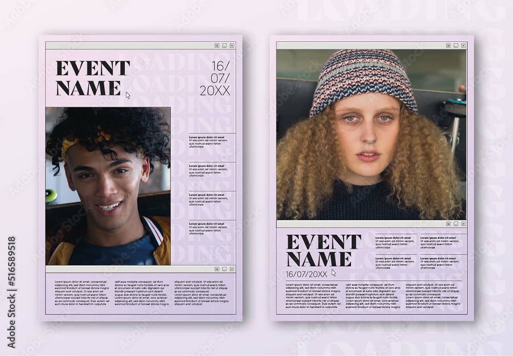 Y2K Browser Window Style Poster Stock Template | Adobe Stock