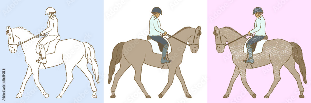 Person riding horse. Equestrian sport. Training horseback ride ...