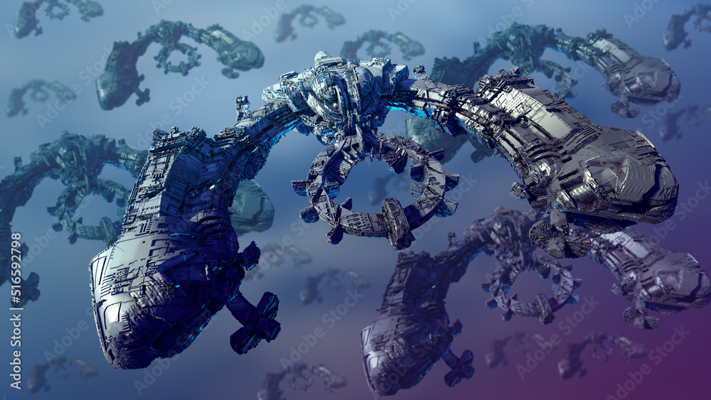 Spacecraft armada. Science fiction battleships. Alien spaceship design ...