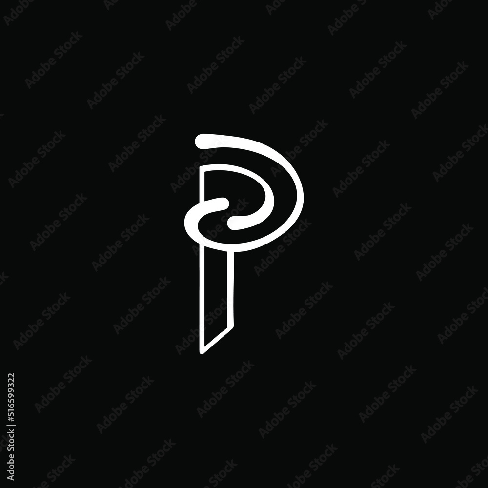 abstract, alphabet or letter P logo concept, hand-drawn abstract ...