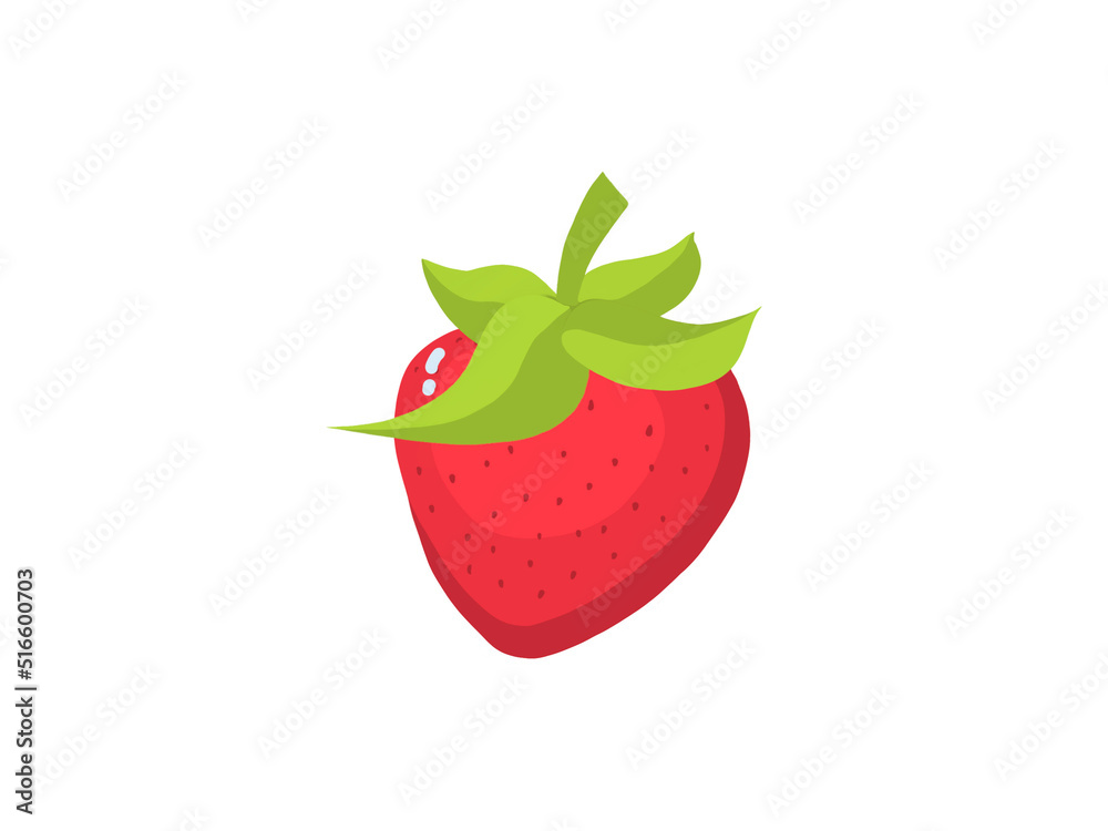 Dessin d'une Fraise entière rouge, fond isolé Stock Illustration ...