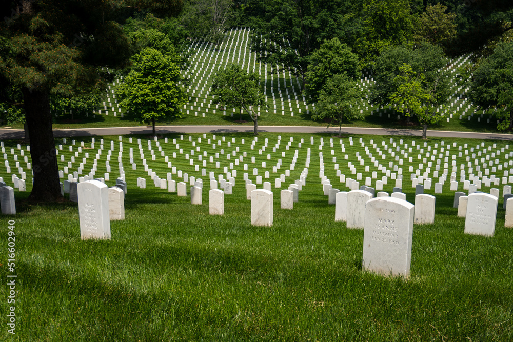 Arlington, Virginia: Arlington National Cemetery. Rows of white ...