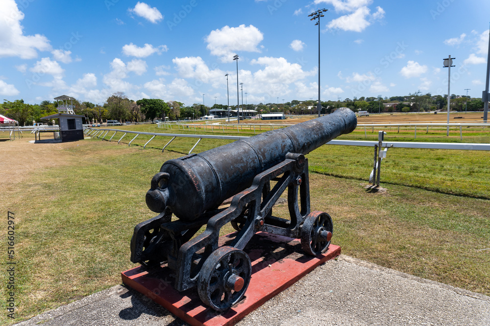 Bridgetown, Barbados: Cannon at Savannah Garrison Horse Racing venue ...