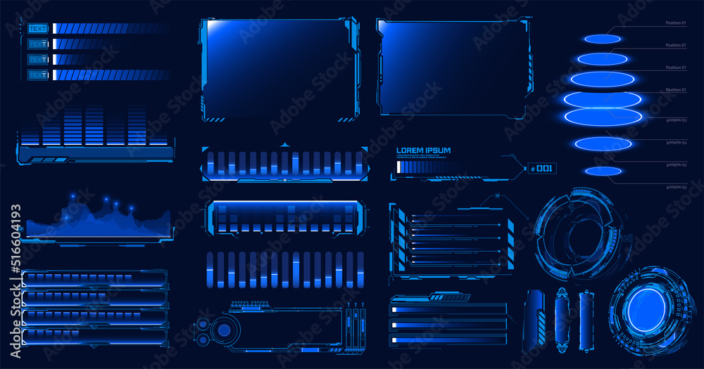 Sci Fi, HUD progress loading bars collection. Simple dashboards ...