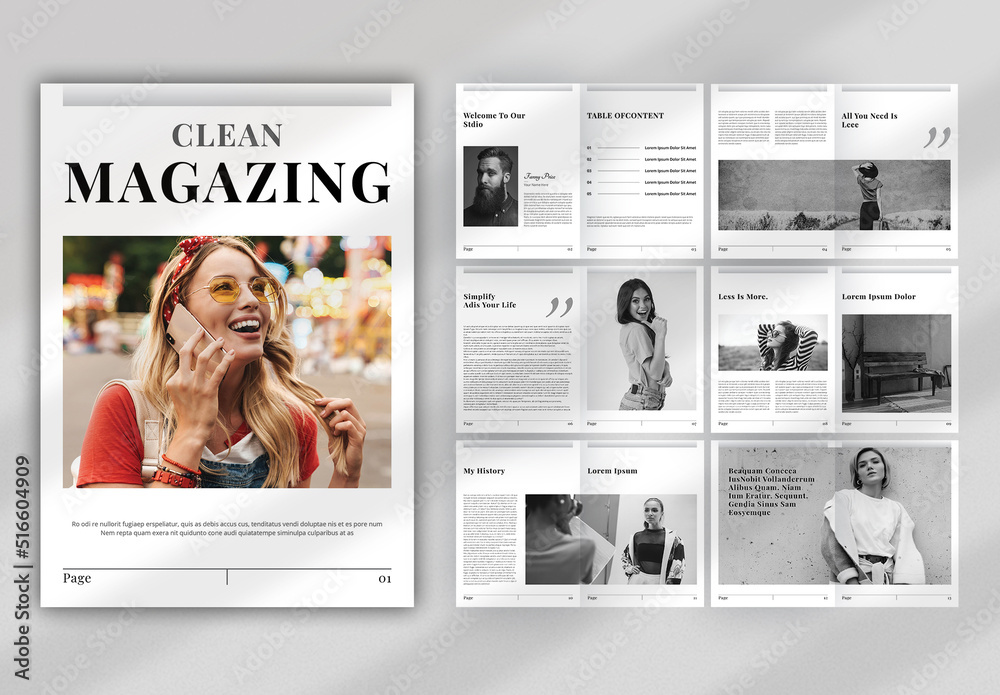 Clean Magazine Layout Stock Template | Adobe Stock