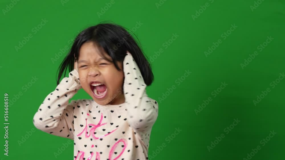 Portrait of angry emotional Asian girl screaming and frustrated ...