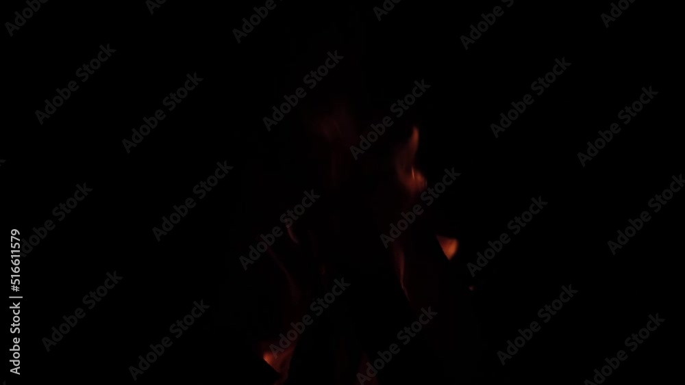 Glowing embers of bright red color, abstract background. Hot coals of a ...