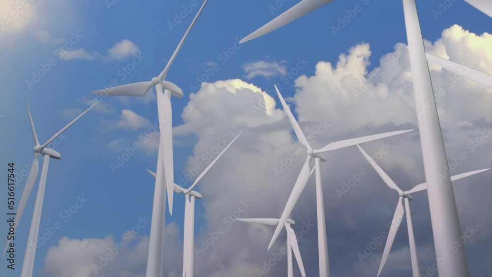 Wind turbines - clean green wind energy to reduce carbon footprint and ...