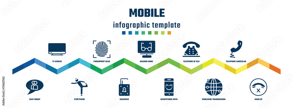mobile concept infographic design template. included tv screen, chat ...