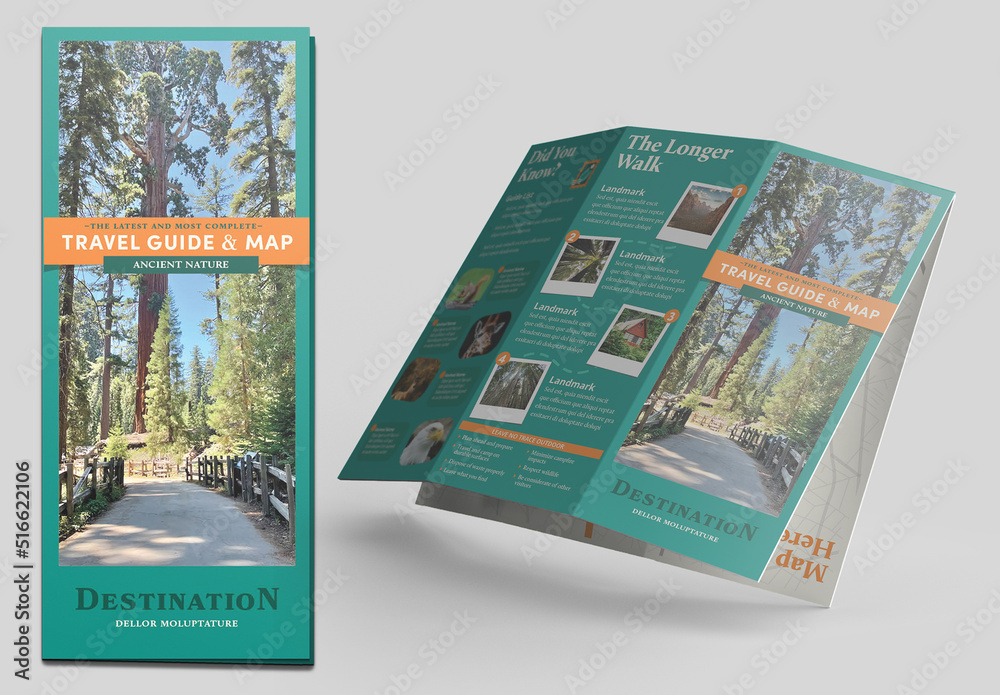 Travel Guide & Map Half Trifold Brochure Stock Template | Adobe Stock