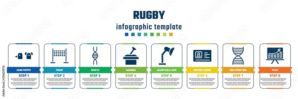 rugby concept infographic design template. included hand puppet, finish ...