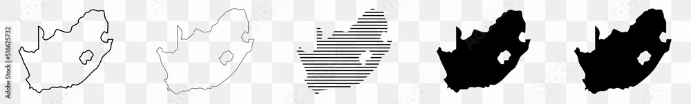 South Africa Map Black | South African Border | State Country ...