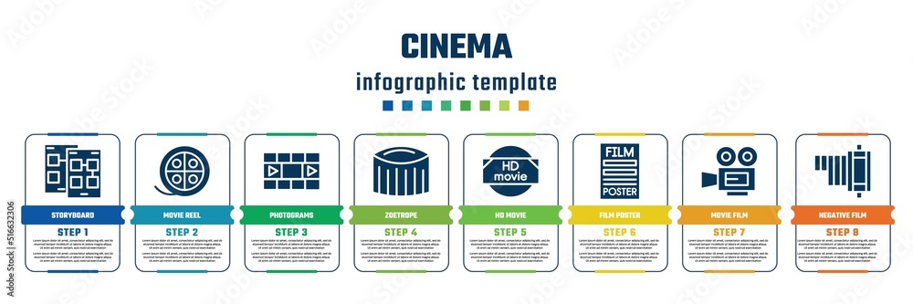cinema concept infographic design template. included storyboard, movie ...