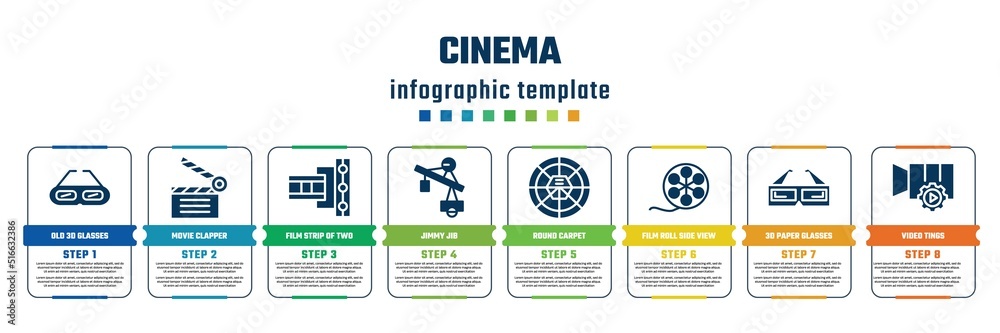 cinema concept infographic design template. included old 3d glasses ...