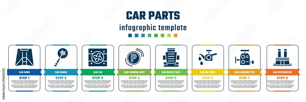 Vetor de car parts concept infographic design template. included car ...