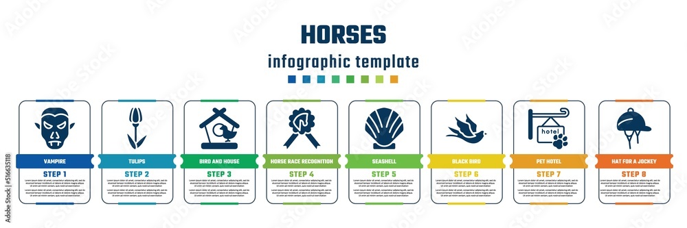 horses concept infographic design template. included vampire, tulips ...