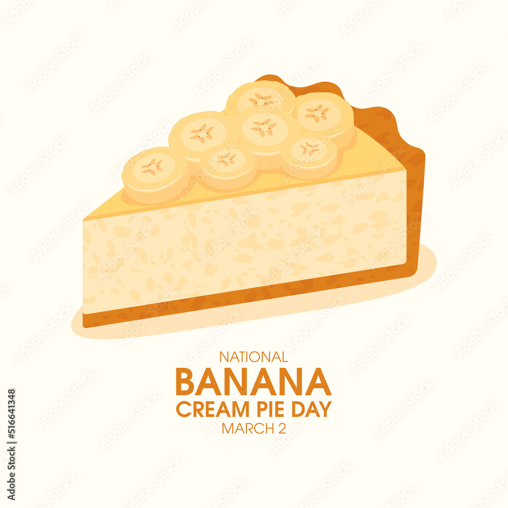 National Banana Cream Pie Day vector. Slice of banana cake icon vector ...