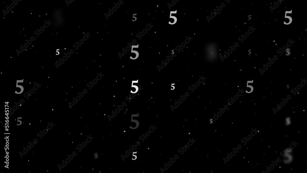 Template animation of evenly spaced number five symbols of different ...