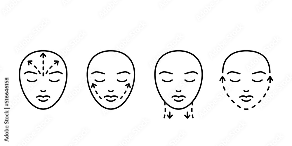 Face medical beauty plastic procedure of cheek, chin, forehead and neck ...