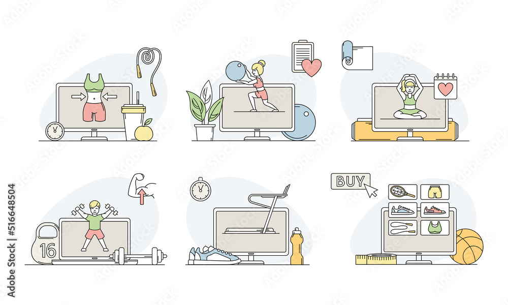 Online Sport and Physical Exercise with Computer Screen and Timer ...