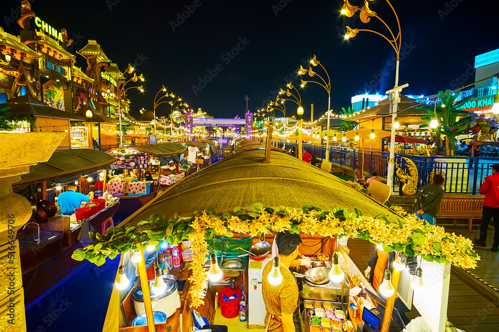 The boats of Thai Floating Market, Global Village Dubai, on March 5 ...